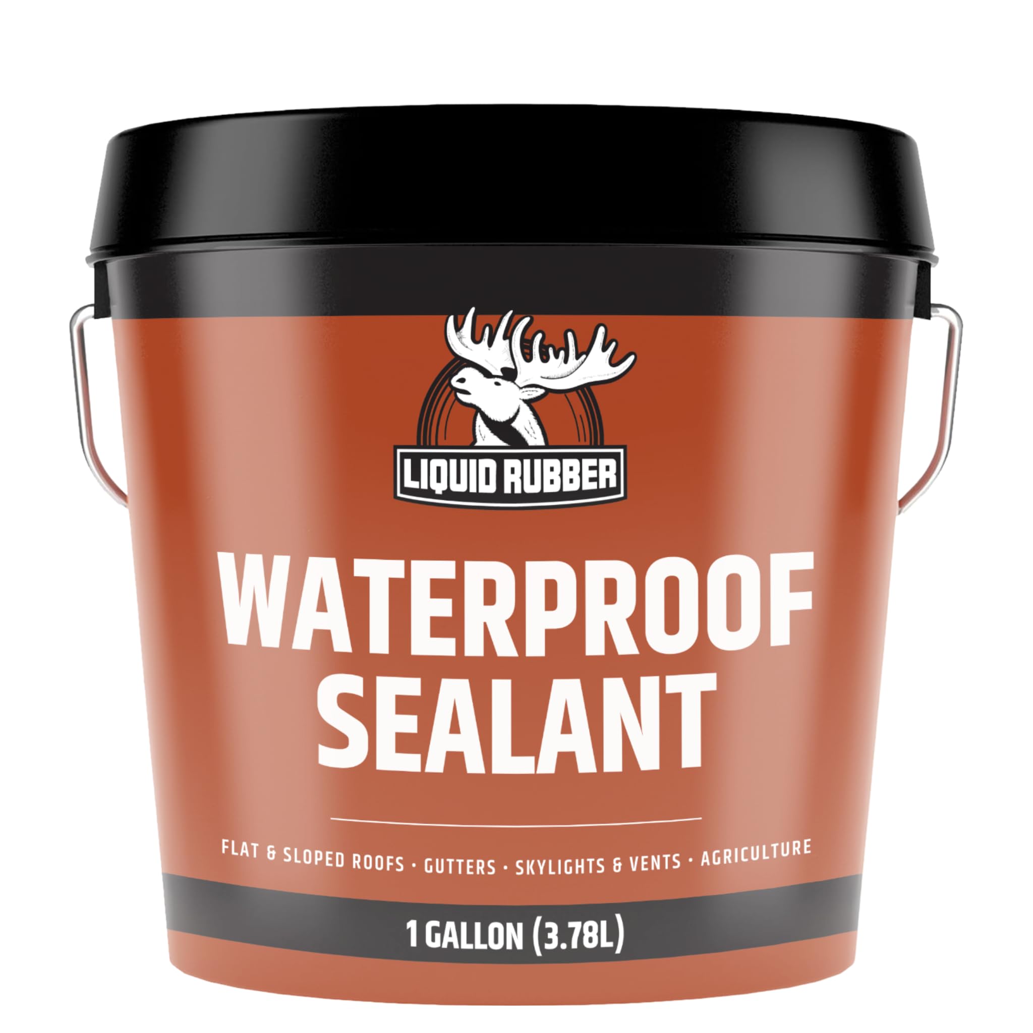 Liquid Rubber Waterproof Sealant - Multi-Surface Leak Repair Indoor and Outdoor Coating, Water-Based, Easy to Apply, Original Black, 1 Gallon