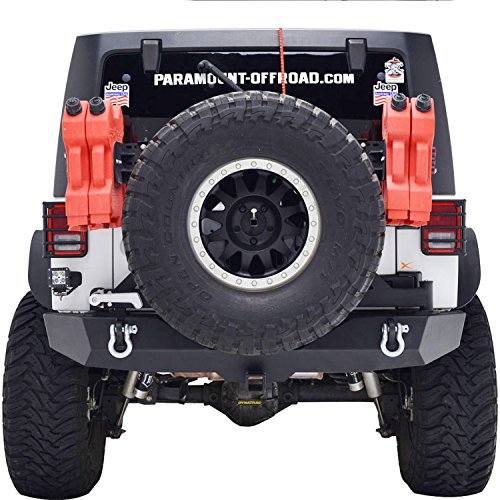 Paramount Automotive Restyling 51-0315 Black Rear Heavy Duty Rock Crawler Bumper with Tire Carrier (Jeep Wrangler JK)