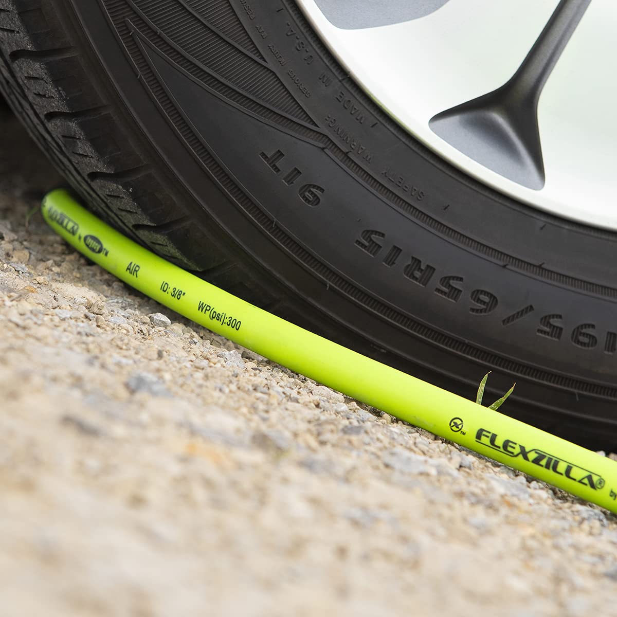 Flexzilla Air Hose, 1/2 in. x 100 ft., 1/2 in. MNPT Fittings, Heavy Duty, Lightweight, Hybrid, ZillaGreen - HFZ12100YW4