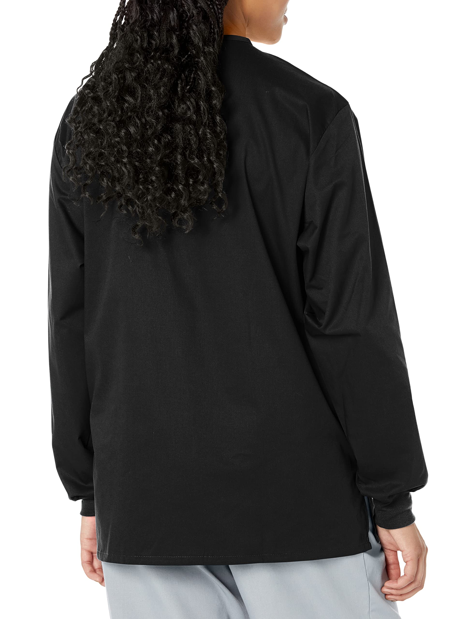 WonderWink Plus-Size Snap Front Jacket Outerwear, Black, 3X-Large