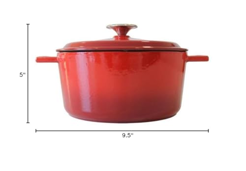 Lava Signature Enameled Cast-Iron Round Dutch Oven - 4-3/4 Quart, Cayenne Red