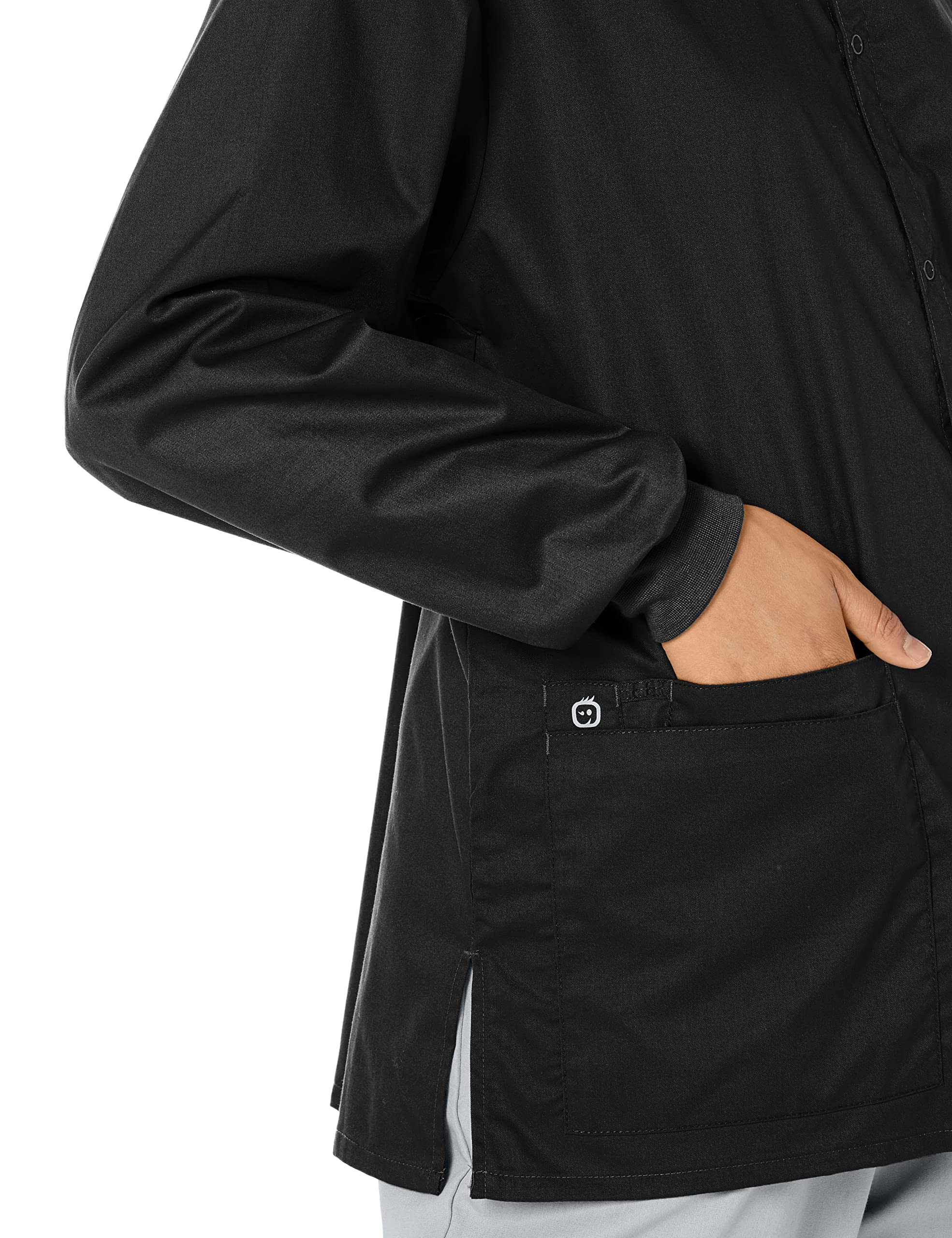 WonderWink Plus-Size Snap Front Jacket Outerwear, Black, 3X-Large