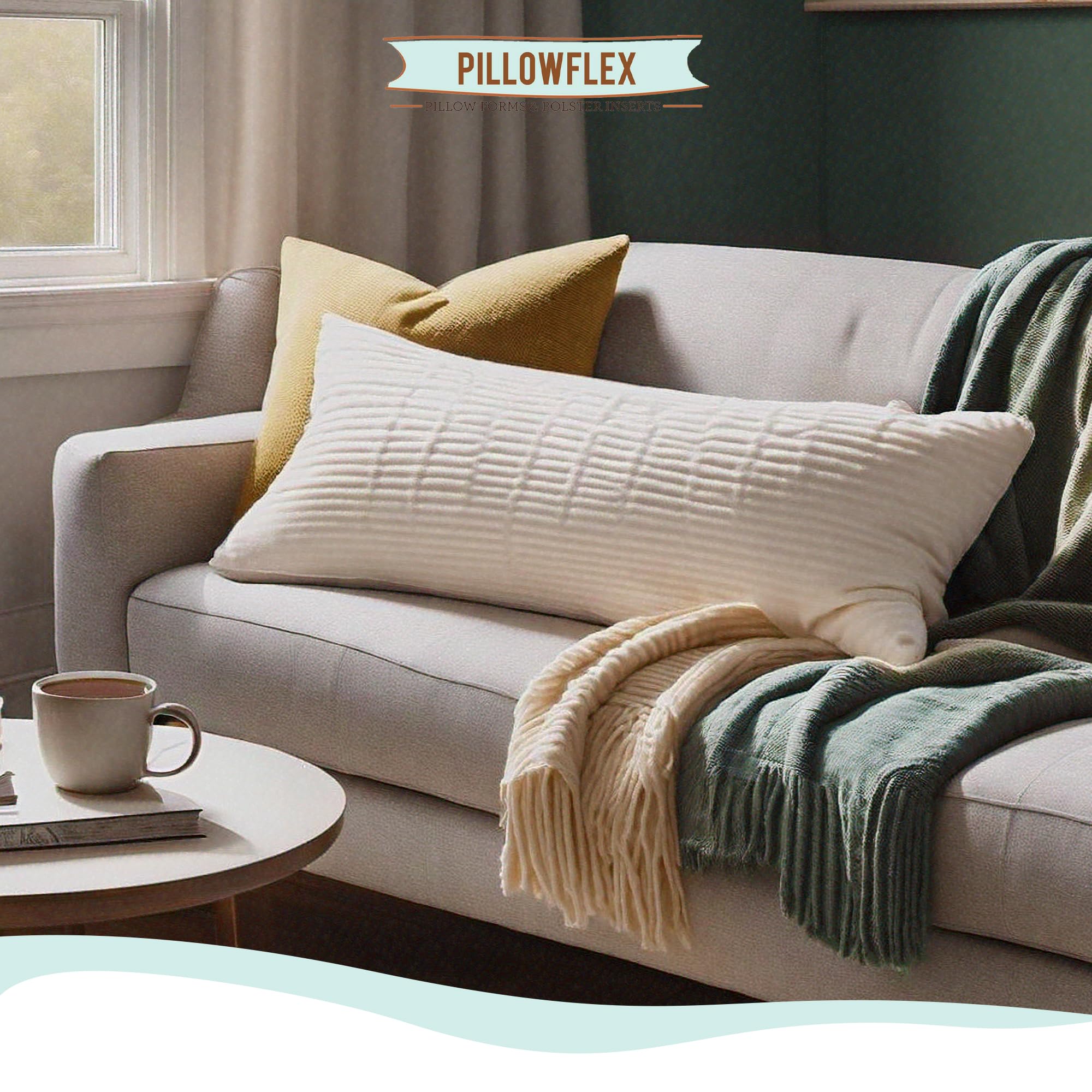 Pillowflex Premium Polyester Throw Pillow Insert - 14x36 - Ultra Soft Large Rectangle Throw Pillow, Couch Sham, Lumbar, Back, Sofa - Machine Washable - Decorative Accent Form - 1 Soft Pillow