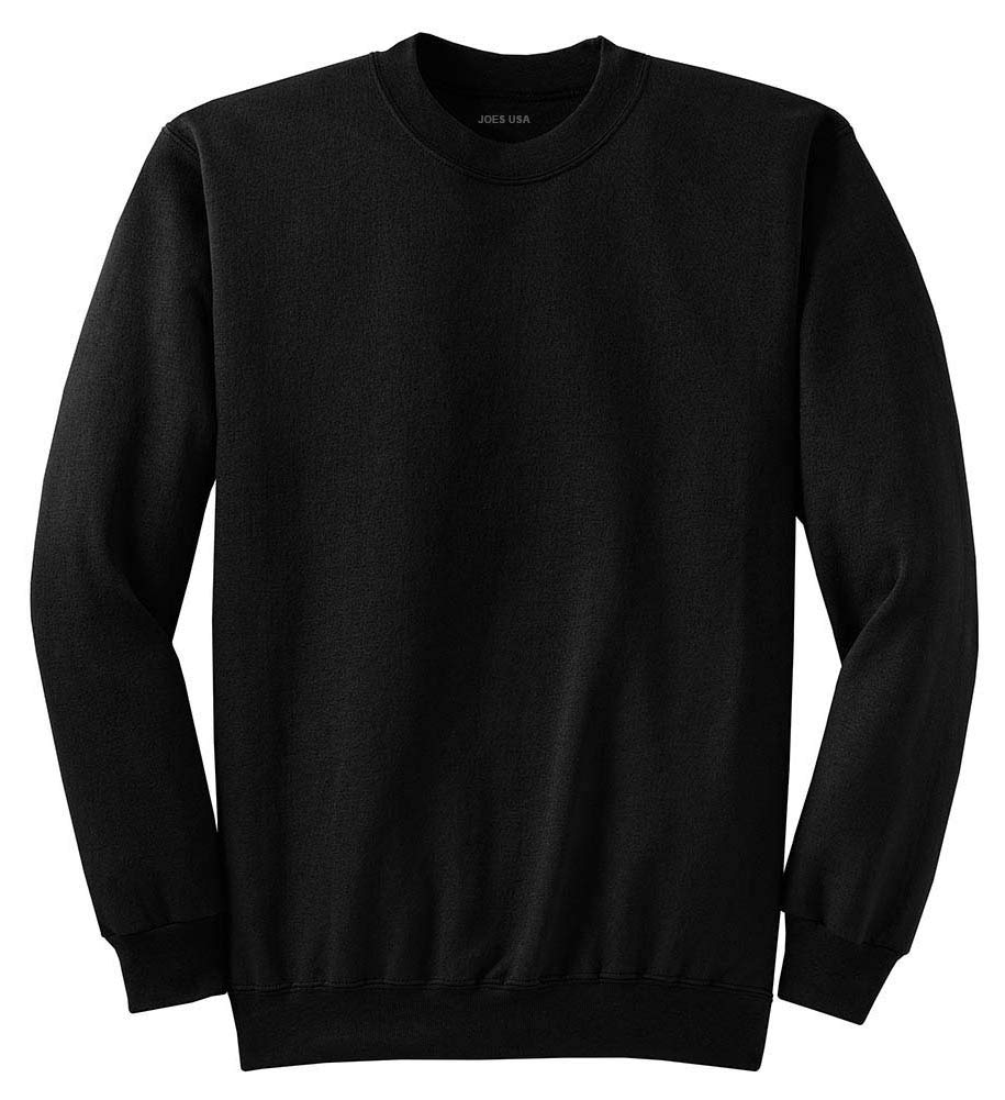 Joe's USA- Men's TALL Ultimate Crewneck Sweatshirt-Black-3XLT