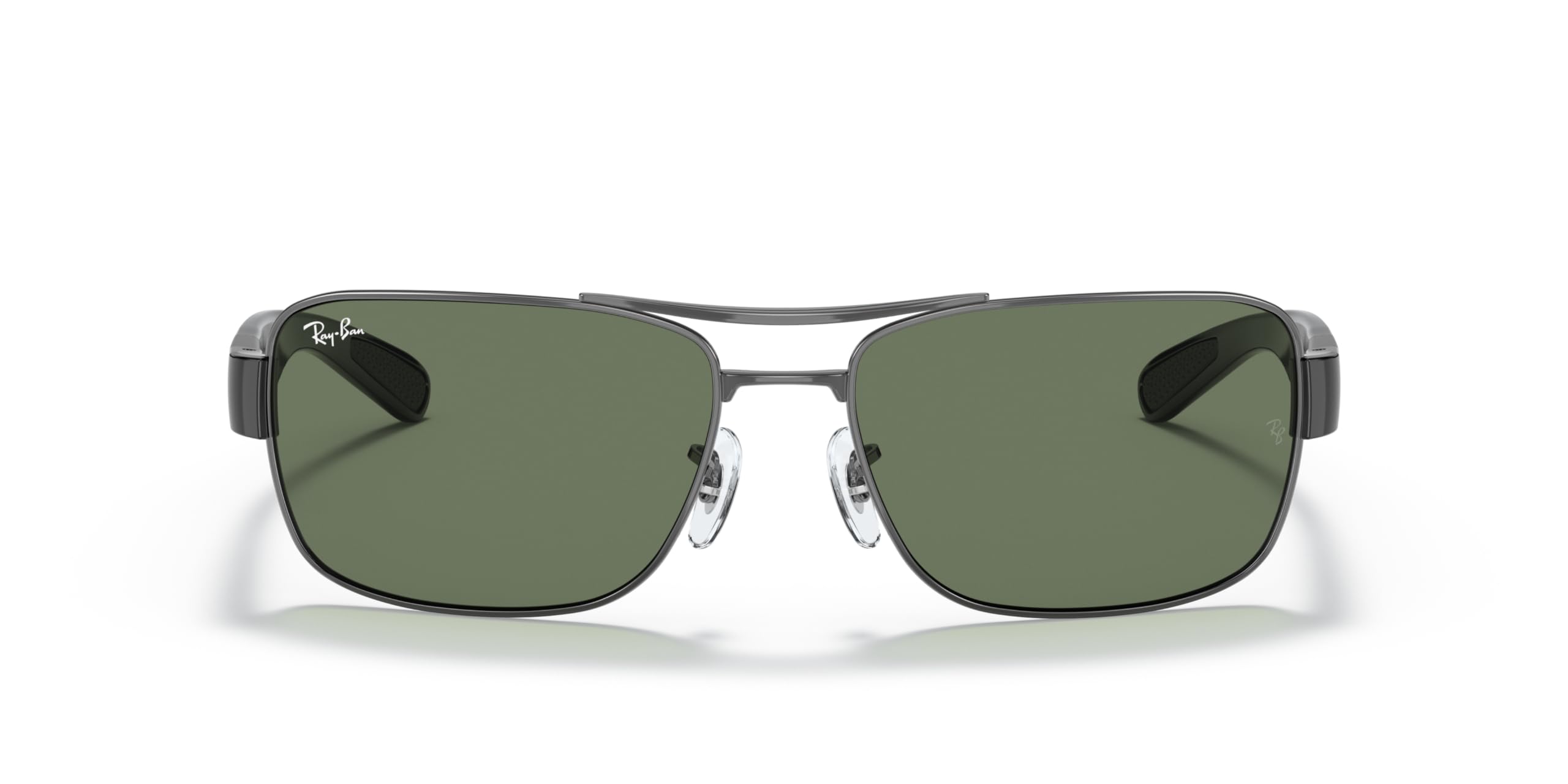 Ray-Ban Men's RB3522 Square Sunglasses, Gunmetal/Dark Green, 64 mm + 1
