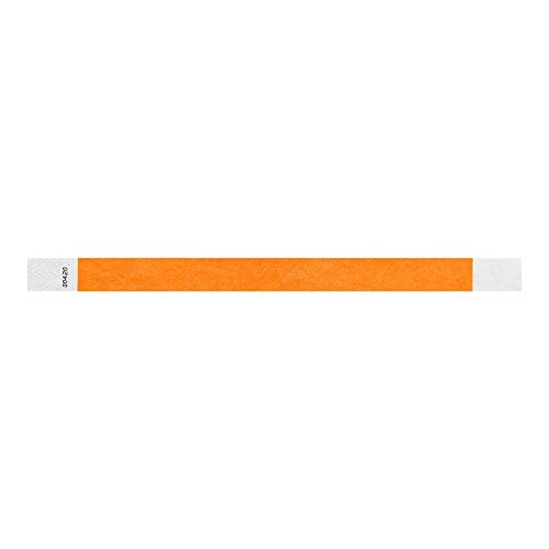 WristCo Neon Orange ¾” Tyvek Wristbands – 500 Pack | Waterproof Paper Bracelets for Concerts & Events