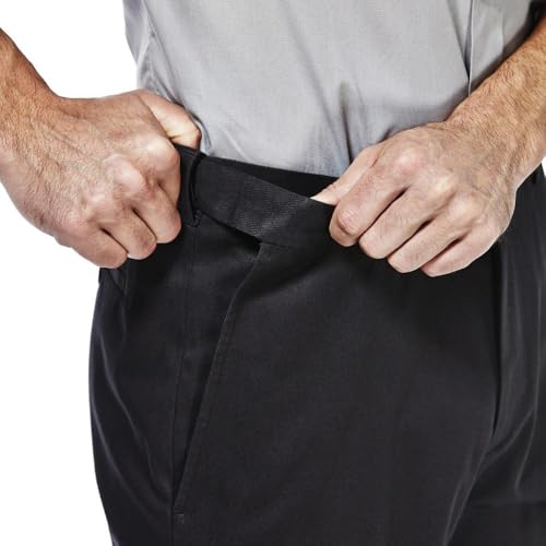 Haggar mens Premium No Iron Khaki Classic Fit Expandable Waist Flat Front dress pants, Black, 42W x 30L US