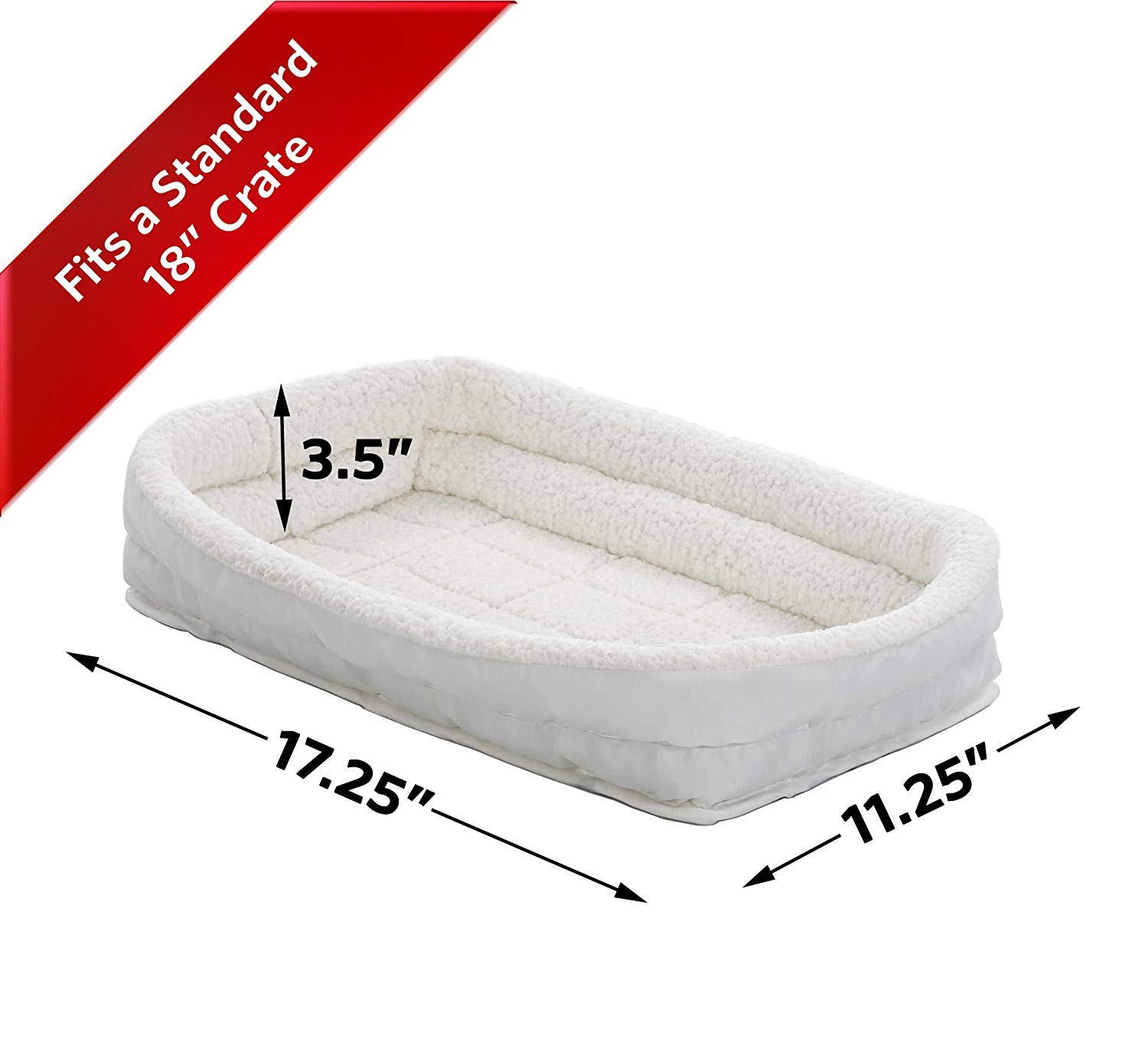 Midwest Homes for Pets Double Bolster Bed, 18", White, Model Number: 40318-FS
