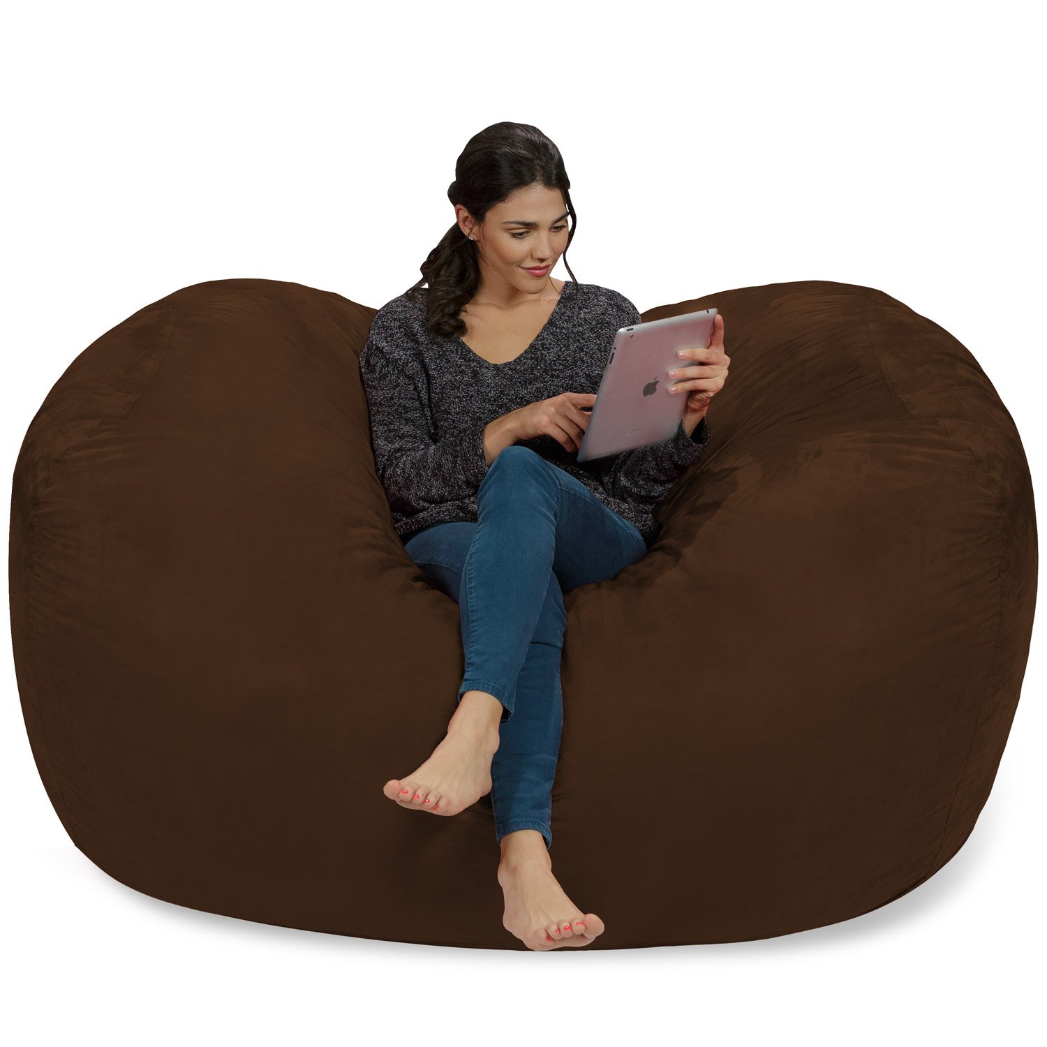 Chill Sack Bean Bag Chair: Huge 6' Memory Foam Furniture Bag and Large Lounger - Big Sofa with Soft Micro Fiber Cover - Chocolate