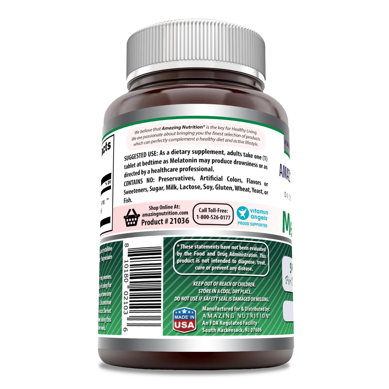 Amazing Formulas Melatonin Supplement | Unflavored | 5 Mg | 180 Tablets | Non-GMO | Gluten Free | Made in USA