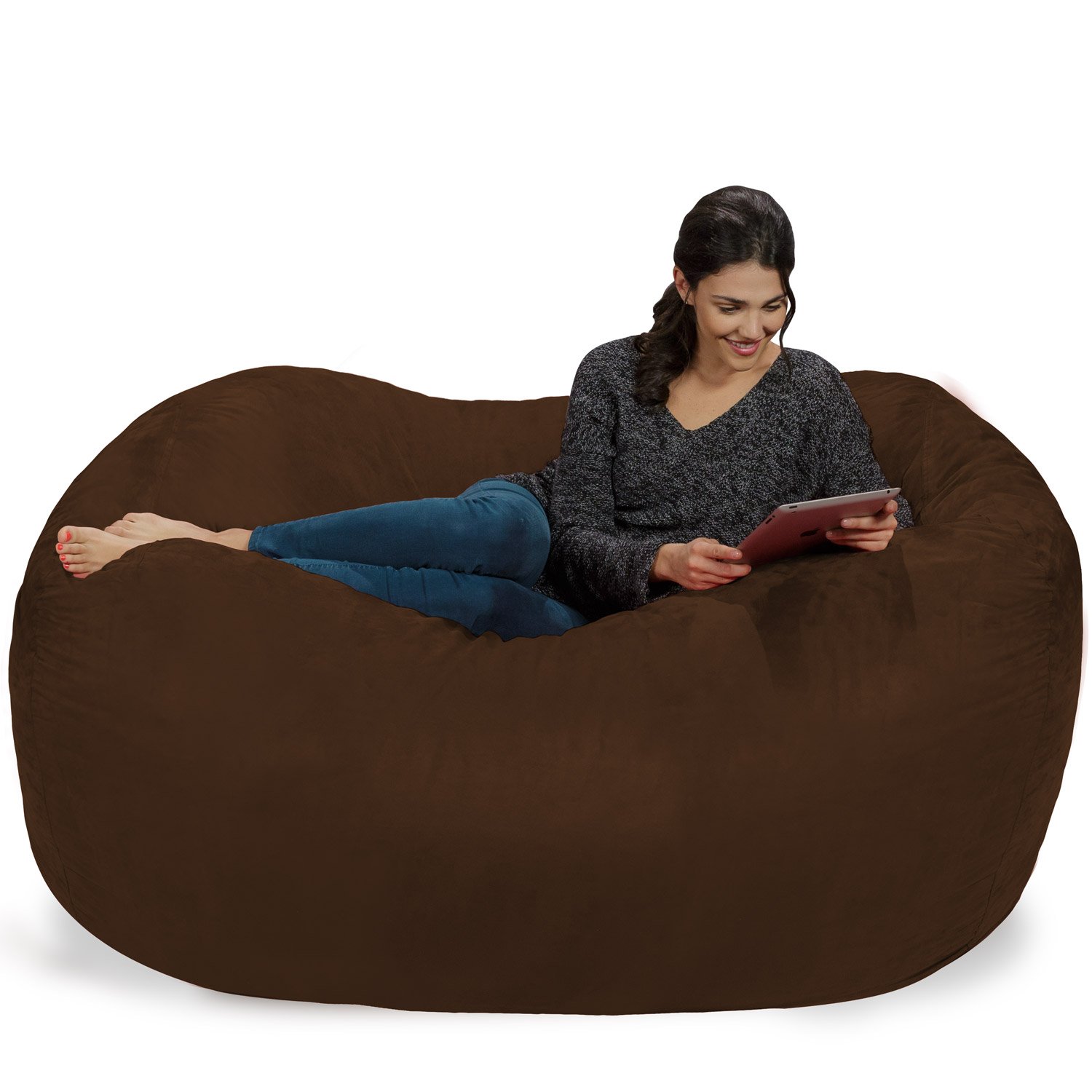 Chill Sack Bean Bag Chair: Huge 6' Memory Foam Furniture Bag and Large Lounger - Big Sofa with Soft Micro Fiber Cover - Chocolate