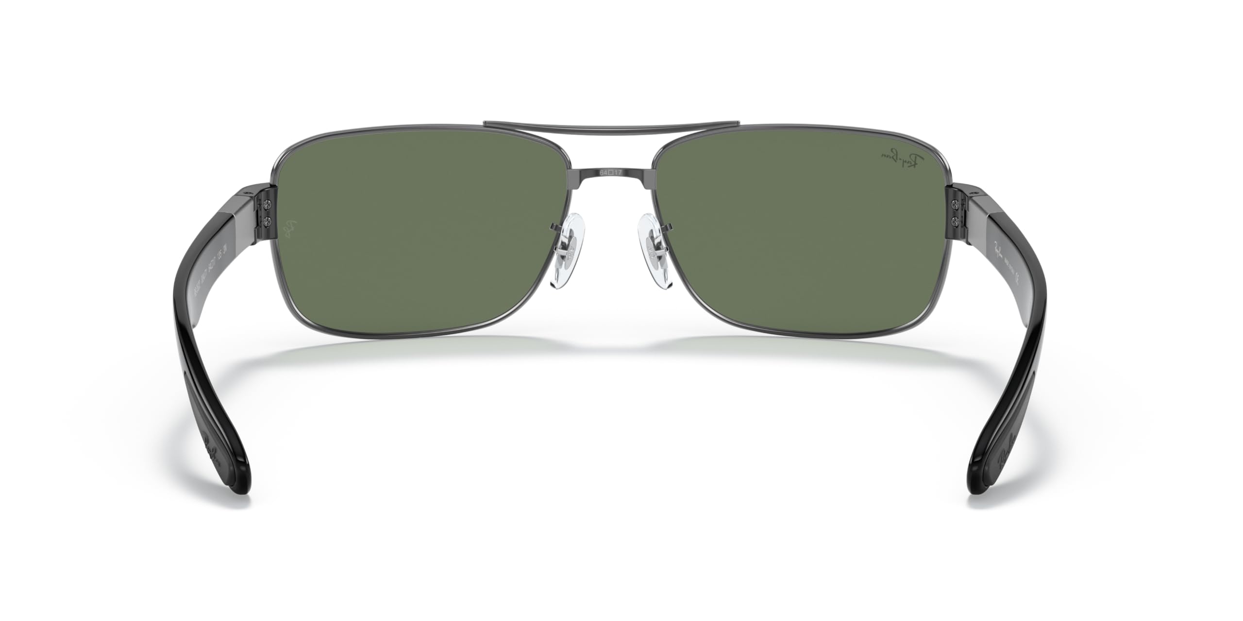 Ray-Ban Men's RB3522 Square Sunglasses, Gunmetal/Dark Green, 64 mm + 1