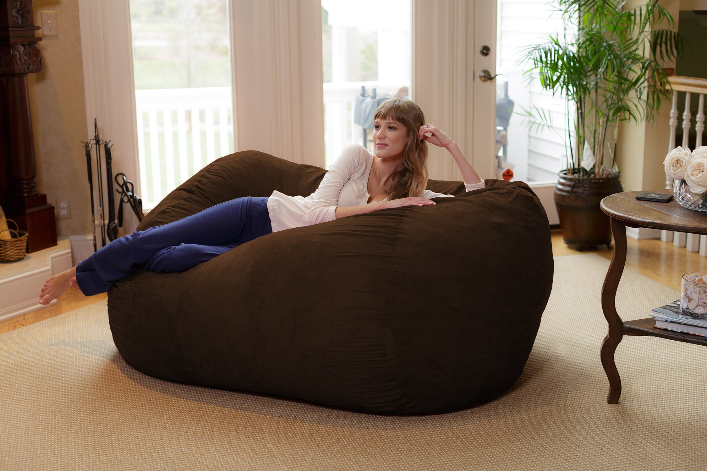 Chill Sack Bean Bag Chair: Huge 6' Memory Foam Furniture Bag and Large Lounger - Big Sofa with Soft Micro Fiber Cover - Chocolate