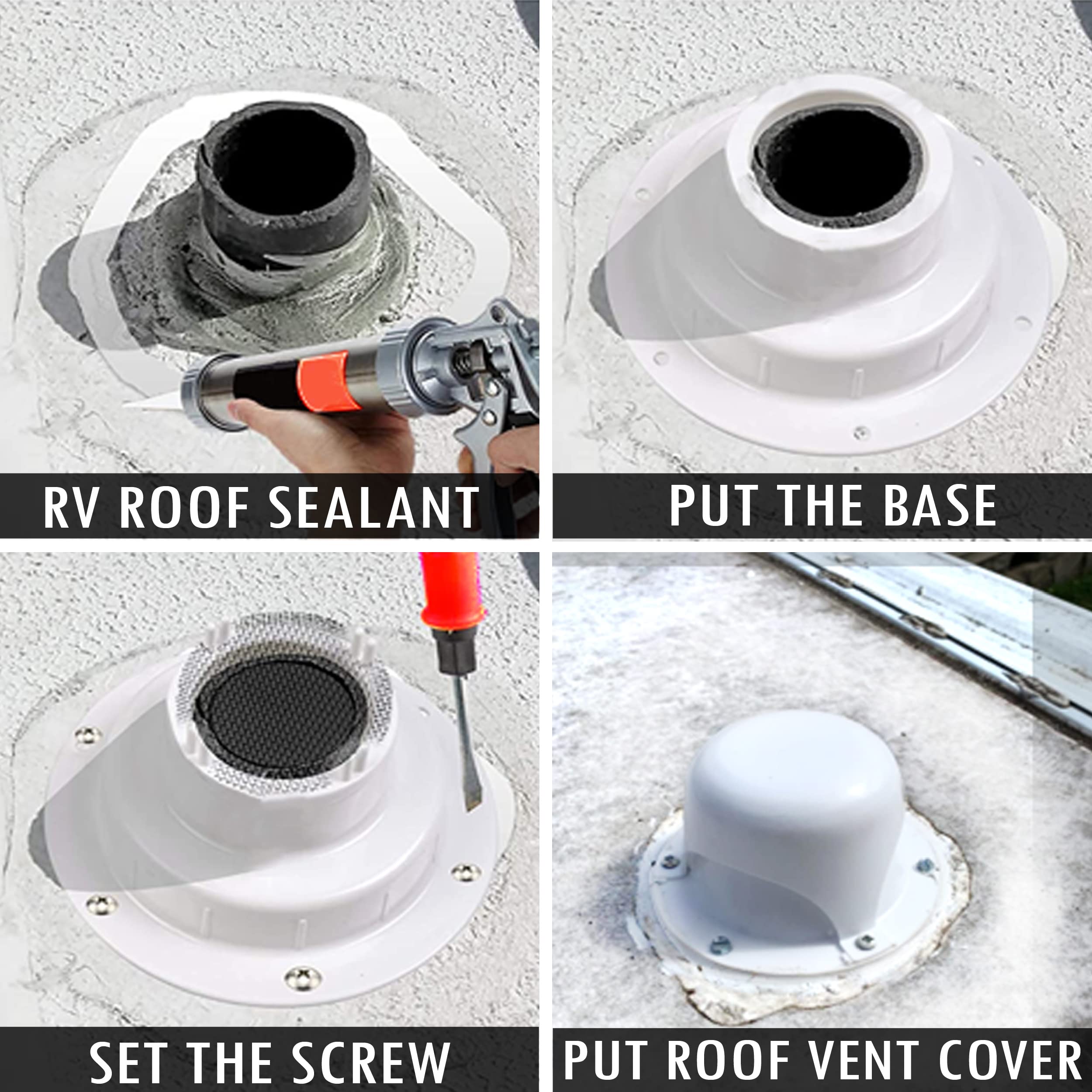 NU-SET | RV Roof Vent Caps | RV Roof Vent Cover | RV Accessories & Door Hardware (White)