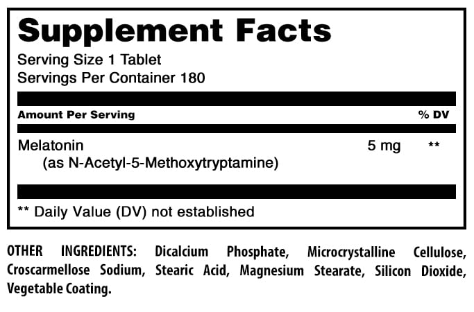 Amazing Formulas Melatonin Supplement | Unflavored | 5 Mg | 180 Tablets | Non-GMO | Gluten Free | Made in USA