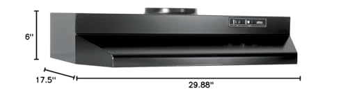 Broan-NuTone Economy 30-inch Under-Cabinet Easy Install Range Hood with 2-Speed Exhaust Fan and Light, 230 Max Blower CFM, Black
