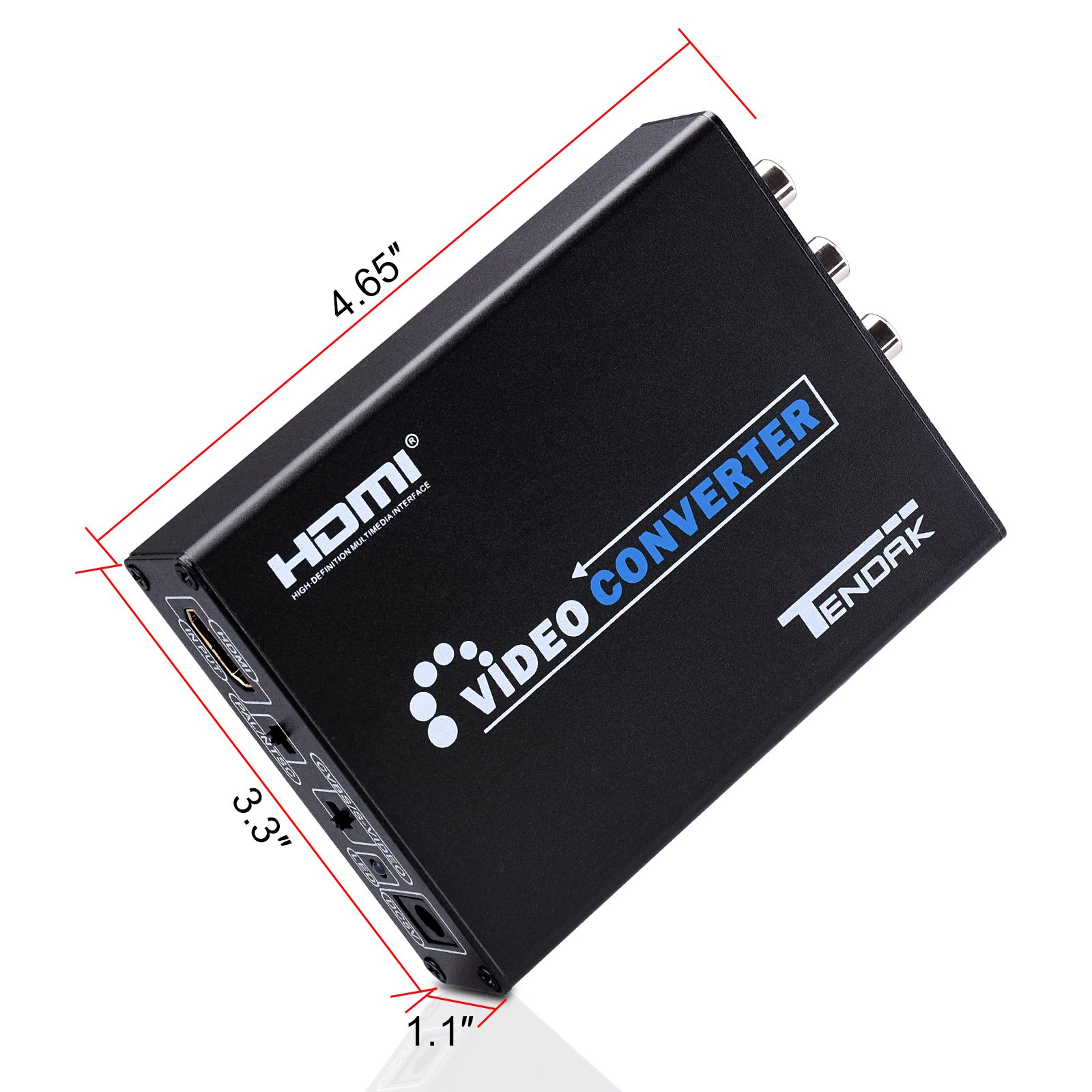 Tendak HDMI to Composite 3RCA AV S-Video R/L Audio Video Converter Adapter Upscaler Support 720P/1080P with RCA/S-Video Cable for PC Laptop Xbox PS3 TV STB VHS VCR Camera Blue-Ray DVD