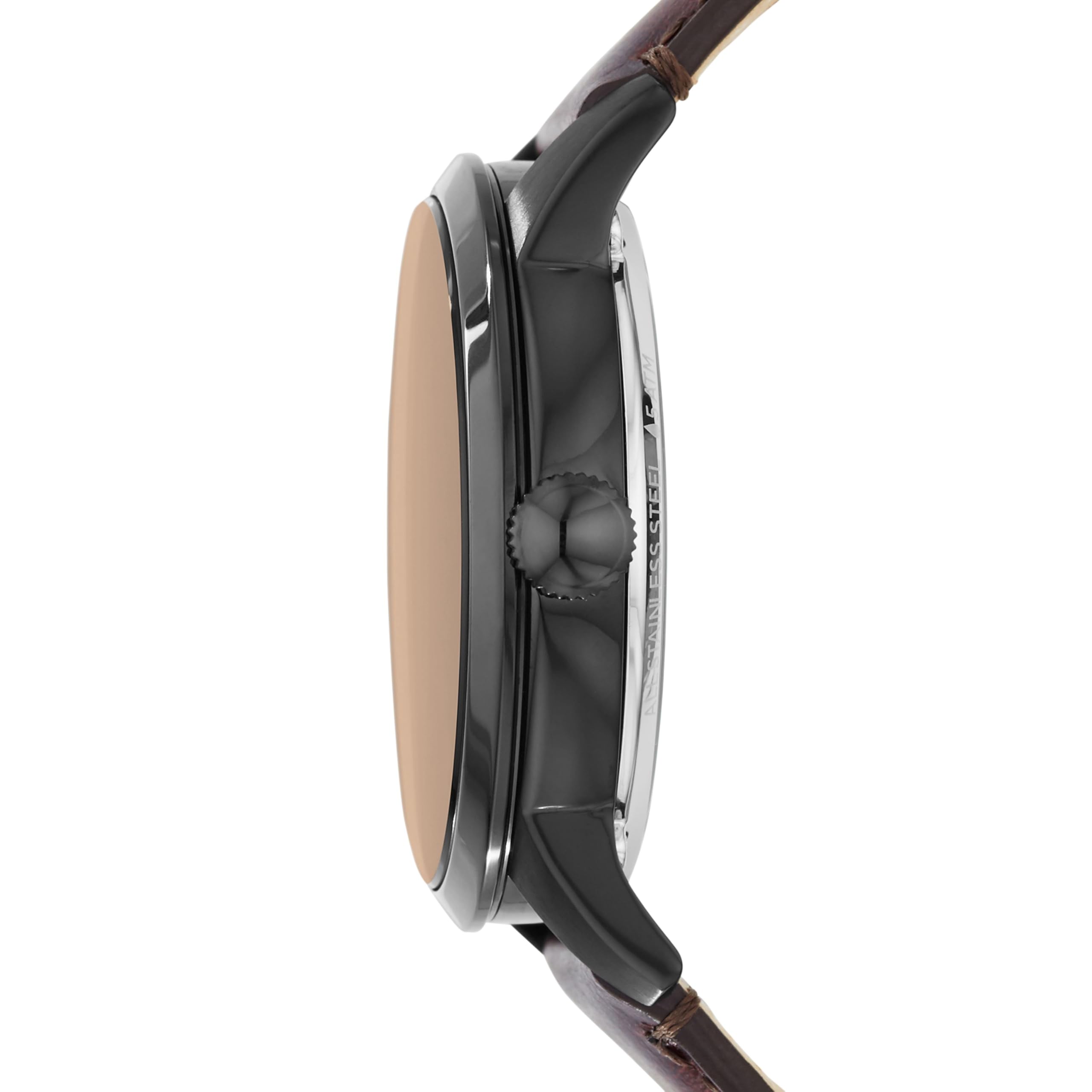 Fossil Men's Townsman Automatic Stainless Steel and Leather Three-Hand Skeleton Watch, Color: Black, Cognac (Model: ME3098)