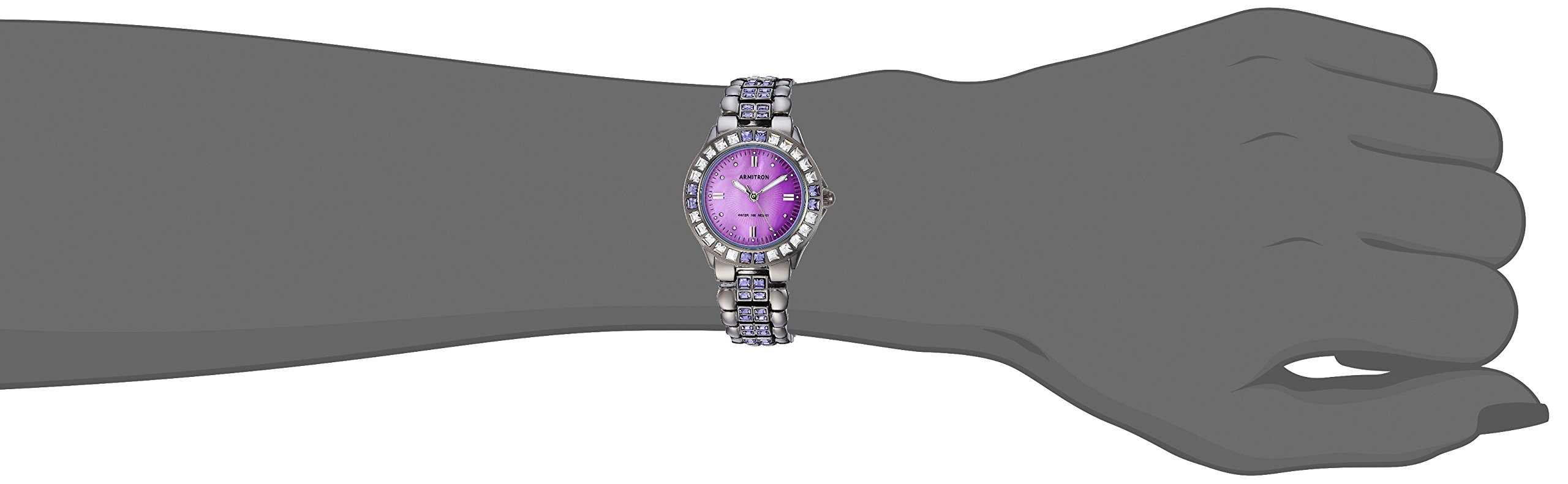 Armitron Women's 75/3689VMDG Purple Genuine Crystal-Accented Gunmetal Bracelet Watch