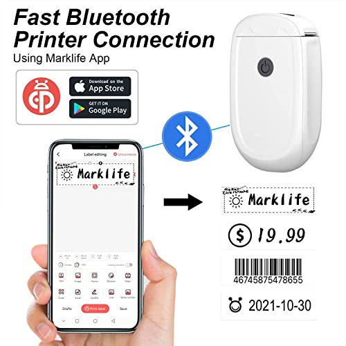 Marklife P11 Label Maker Machine with 4 Rolls Tape,Mini Thermal Wireless Inkless Sticker Printer Machine for Home Kitchen Office Organization