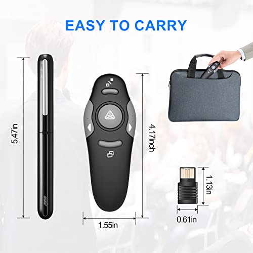 Presentation Clicker Wireless Presenter Remote, PowerPoint Clickers with Laser Pointer, RF 2.4GHz USB Wireless Presenter Clicker for PowerPoint Presentations for Mac/Laptop/Computer