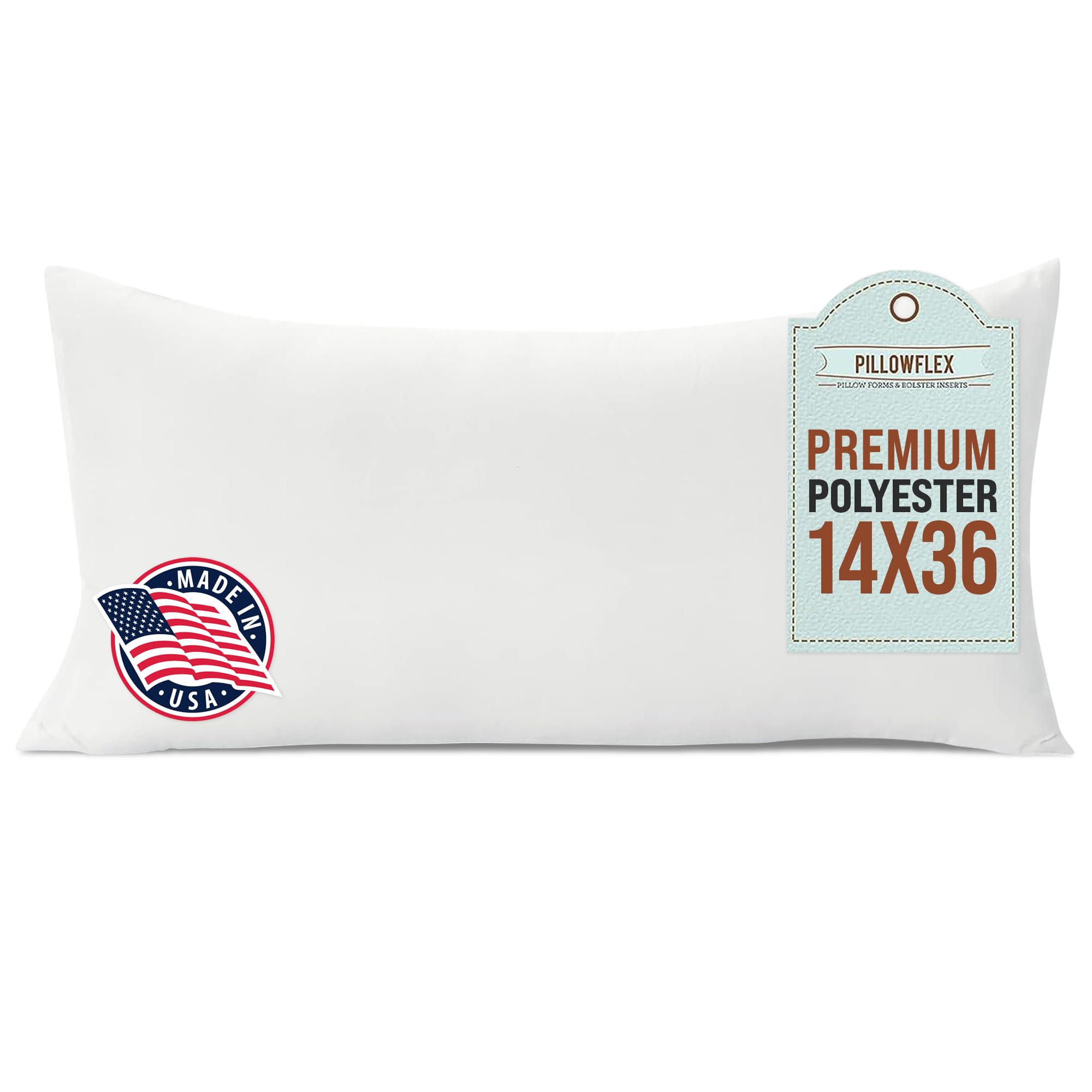 Pillowflex Premium Polyester Throw Pillow Insert - 14x36 - Ultra Soft Large Rectangle Throw Pillow, Couch Sham, Lumbar, Back, Sofa - Machine Washable - Decorative Accent Form - 1 Soft Pillow