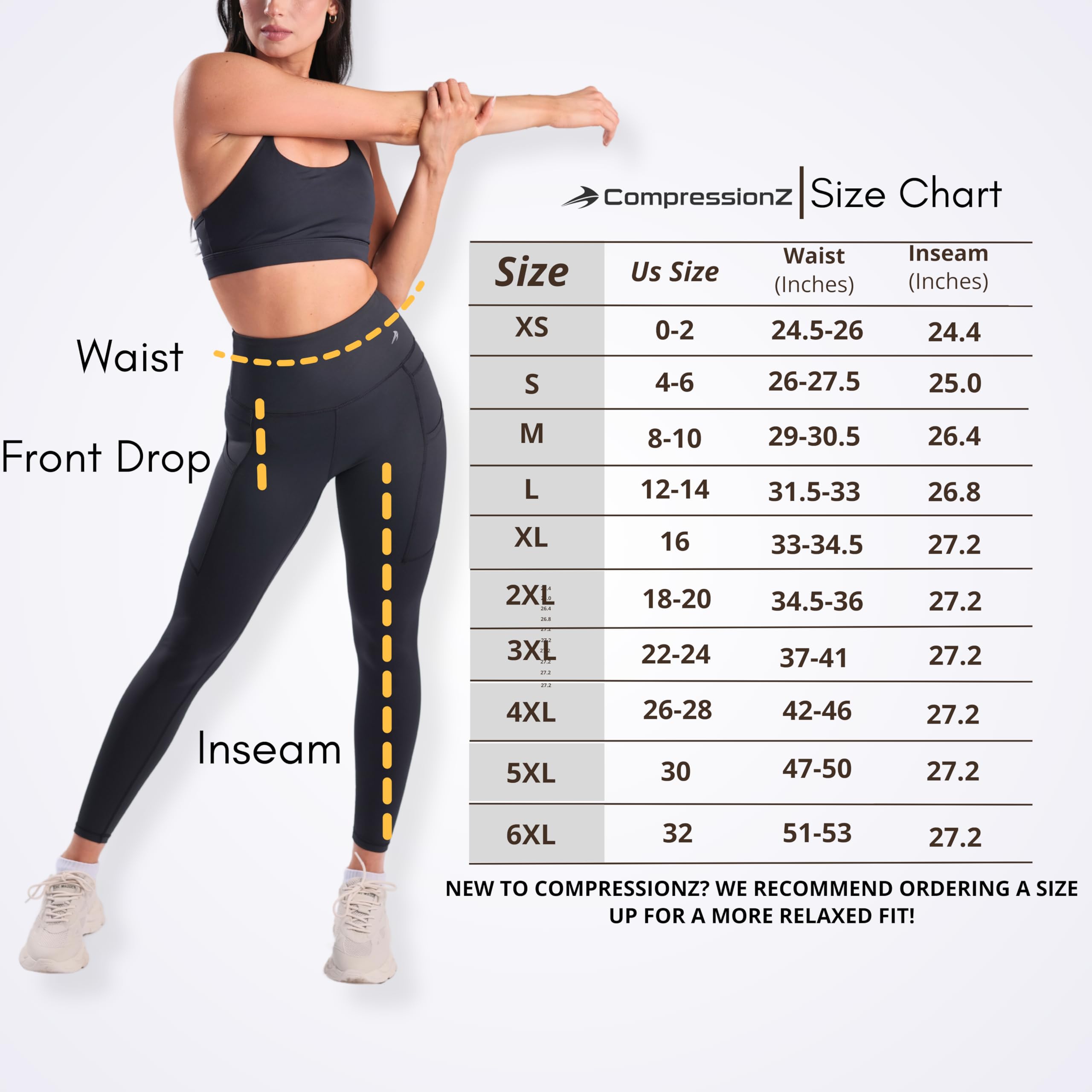 CompressionZ Women's Compression Pants (Black - M) Best Full Leggings Tights for Running, Yoga, Gym