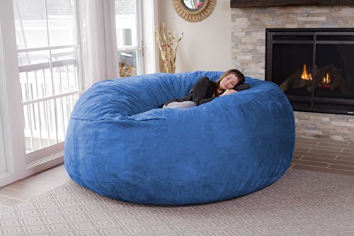 Chill Sack Bean Bag Chair: Giant 8' Memory Foam Furniture Bean Bag - Big Sofa with Soft Micro Fiber Cover - Royal Blue