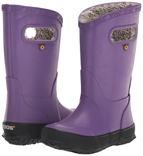 Bogs Kids Rainboot, Plush - Solid Purple, Size 4 Big Kid