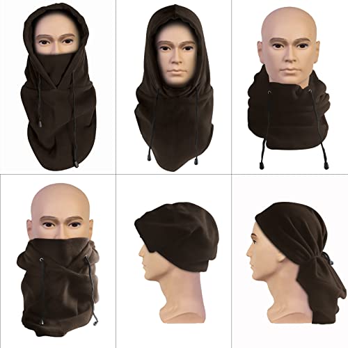 BINE Mens Winter Hat Cold Weather Face Mask Balaclava Hood Outdoor Sports Balaclava Windproof Brown