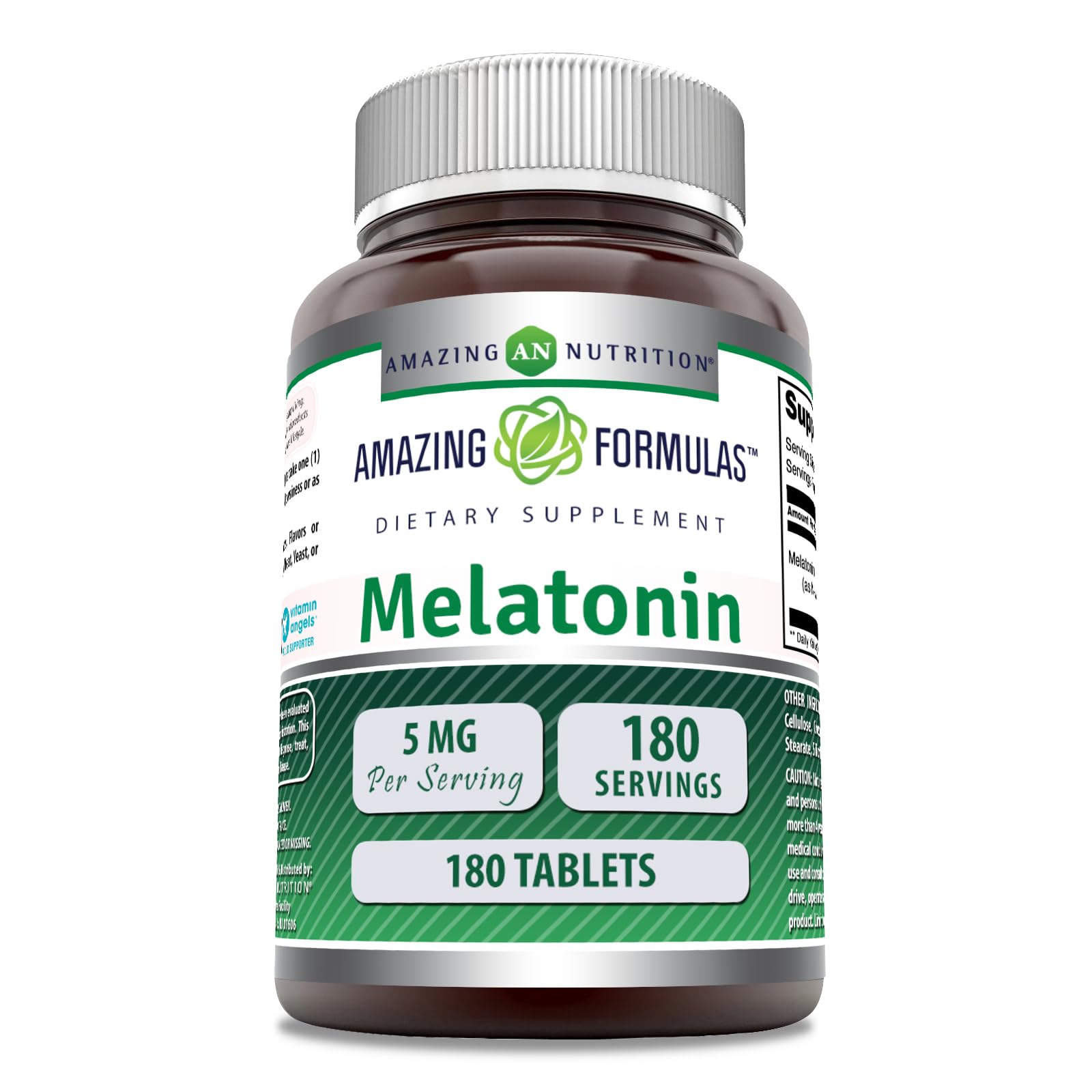 Amazing Formulas Melatonin Supplement | Unflavored | 5 Mg | 180 Tablets | Non-GMO | Gluten Free | Made in USA