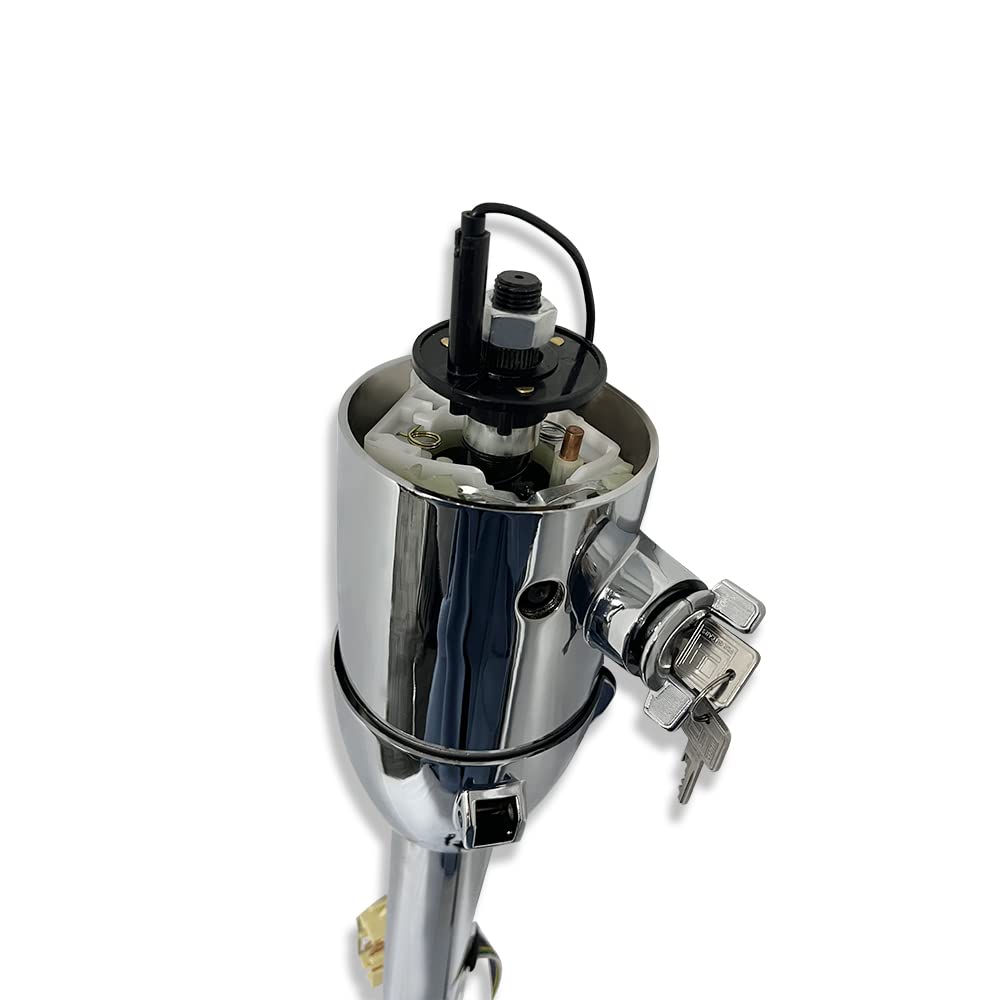 DEMOTOR PERFORMANCE Hot Rod Chrome Tilt 32" Steering Column With Key for Auto Transmission