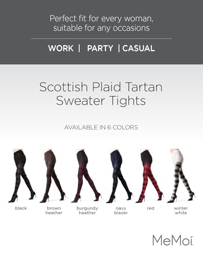 MeMoi Scottish Plaid Tartan Sweater Tights Black Medium / Large