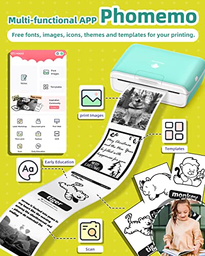 Phomemo M04S Wireless Portable Printer- Thermal Printer Sticker Printer with White Self-Adhesive Thermal Paper for Phomemo M04S/M04S Bluetooth Thermal Printer, Black on White, 110mm x 3.5m, 3-Rolls