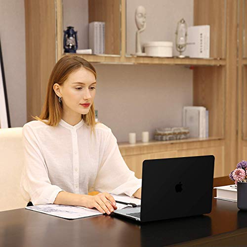 MOSISO Compatible with MacBook Air 13 inch Case 2022 2021 2020 2019 2018 Release A2337 M1 A2179 A1932 Retina Display with Touch ID, Plastic Hard Shell Case & Keyboard Cover Skin, Black