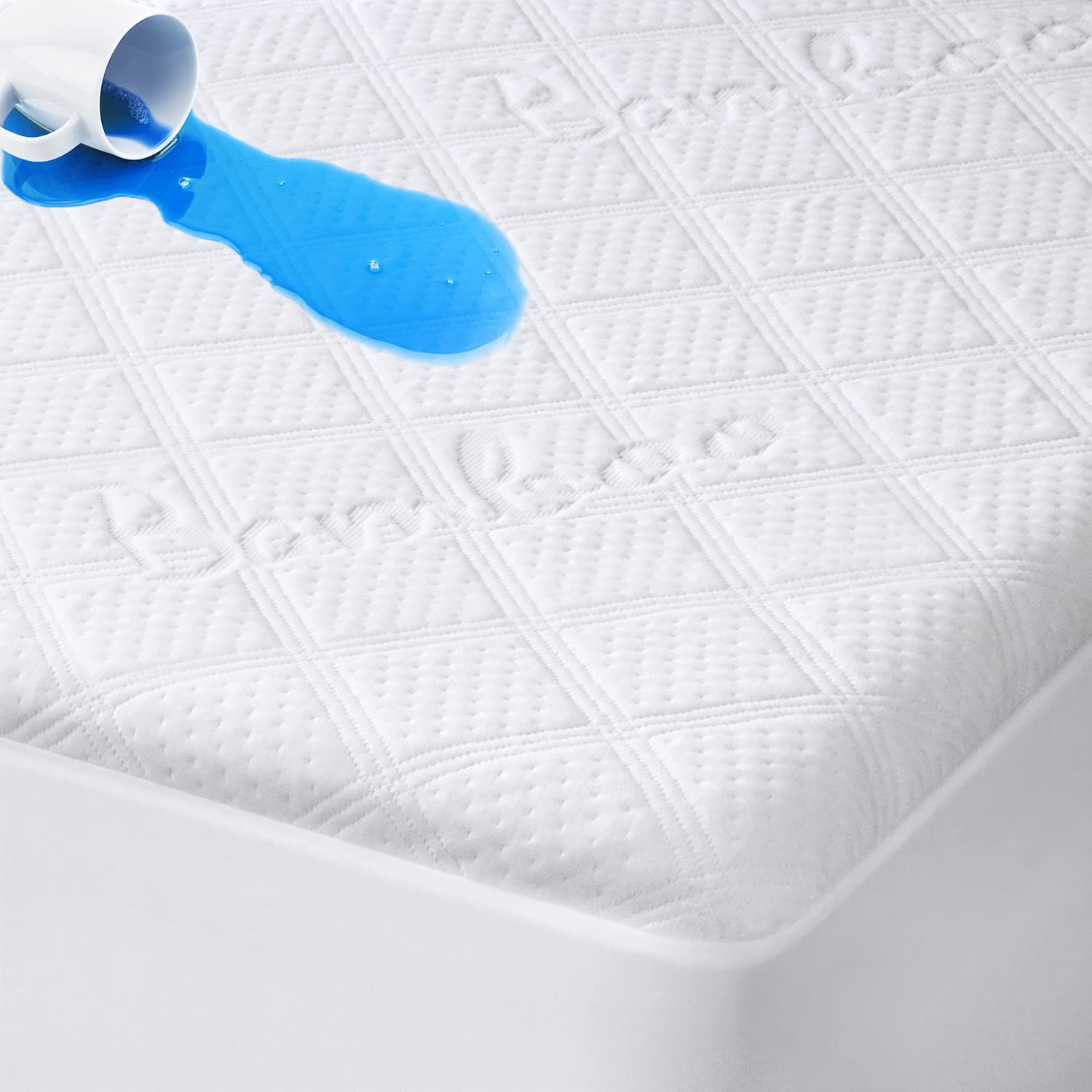 King Size Waterproof Mattress Protector, Cooling Mattress Pad Cover Fitted 8"-21" Deep Pocket,3D Air Fabric Breathable Bed Mattress Cover Matress Protector King Size Soft & Noiseless White