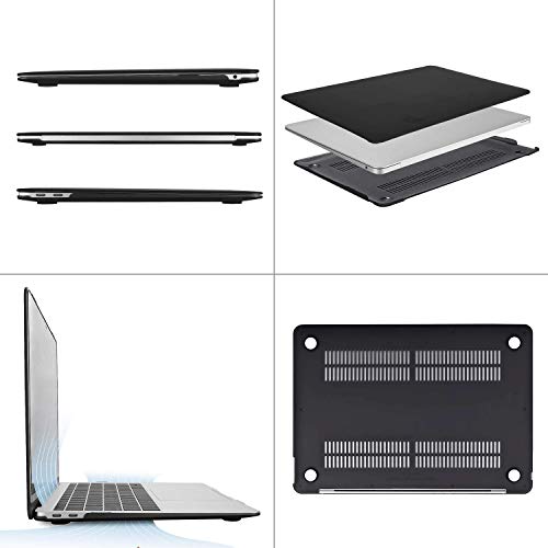 MOSISO Compatible with MacBook Air 13 inch Case 2022 2021 2020 2019 2018 Release A2337 M1 A2179 A1932 Retina Display with Touch ID, Plastic Hard Shell Case & Keyboard Cover Skin, Black