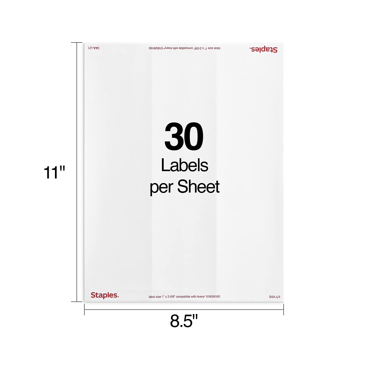 Staples 479884 Laser/Inkjet Address Labels 1-Inch x 2-5/8-Inch White 30 Labels/Sheet