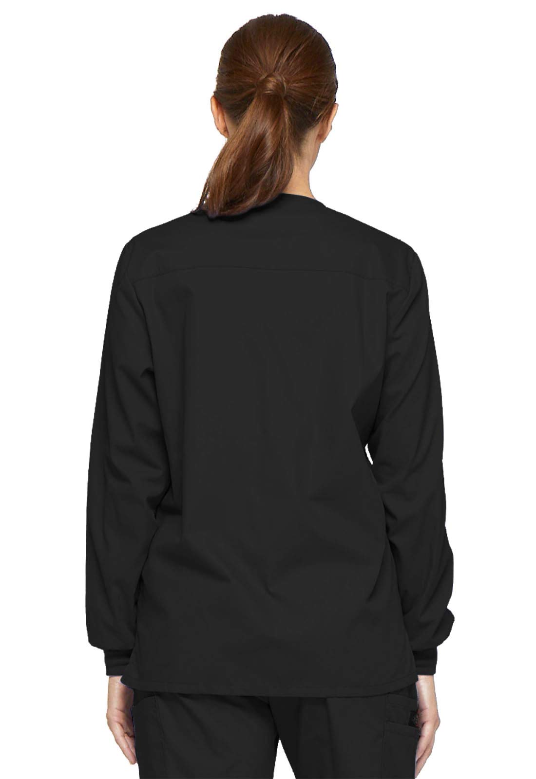 Dickies Women's EDS Signature Scrubs Missy Fit Snap Front Warm-Up Jacket, Black, Large