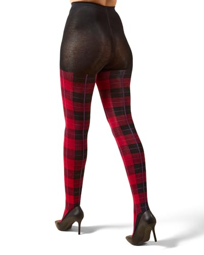 MeMoi Scottish Plaid Tartan Sweater Tights Black Medium / Large
