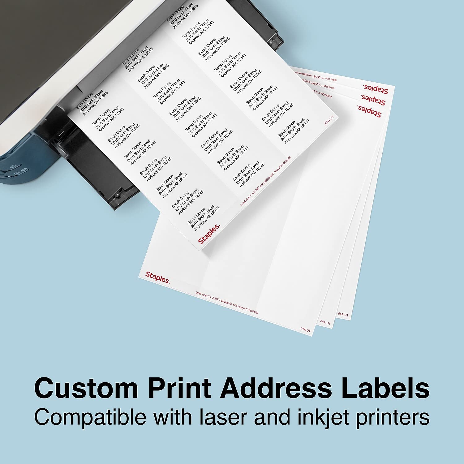 Staples 479884 Laser/Inkjet Address Labels 1-Inch x 2-5/8-Inch White 30 Labels/Sheet