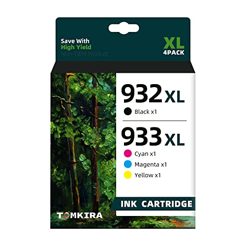 932 XL 933 XL Ink Cartridges Compatible for HP 932XL 933XL Ink Cartridges Combo Pack for HP Officejet 6100 6600 6700 7110 7510 7610 7612 Printer (Black, Cyan, Magenta, Yellow-4 Packs)