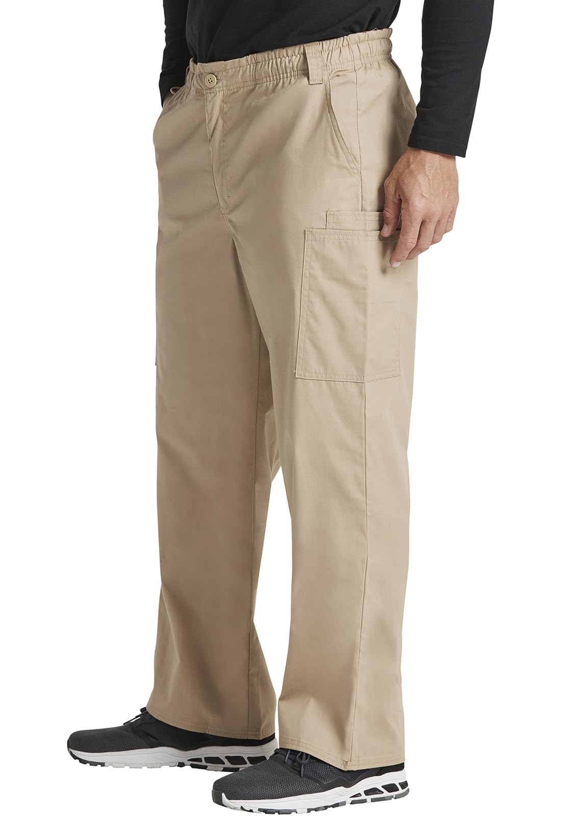 Dickies Men's Signature Elastic Waist Scrubs Pant, Dark Khaki Large Tall