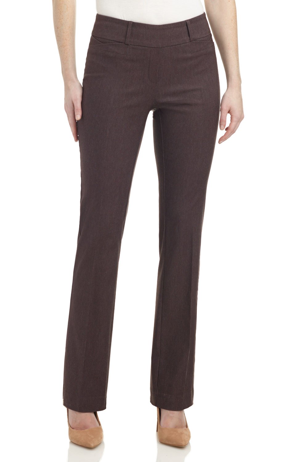 Rekucci Womens Ease into Comfort Fit Barely Bootcut Business Casual Stretch Pants in Regular/Tall/Petite fit (18, Brown Mix)