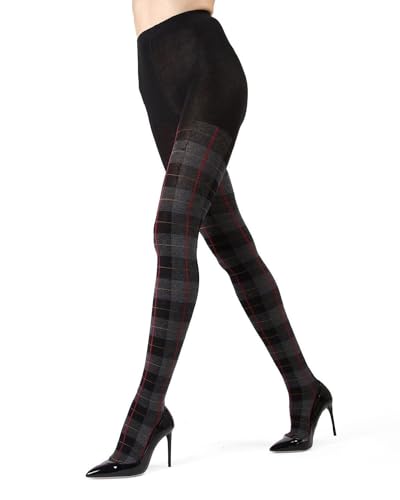 MeMoi Scottish Plaid Tartan Sweater Tights Black Medium / Large