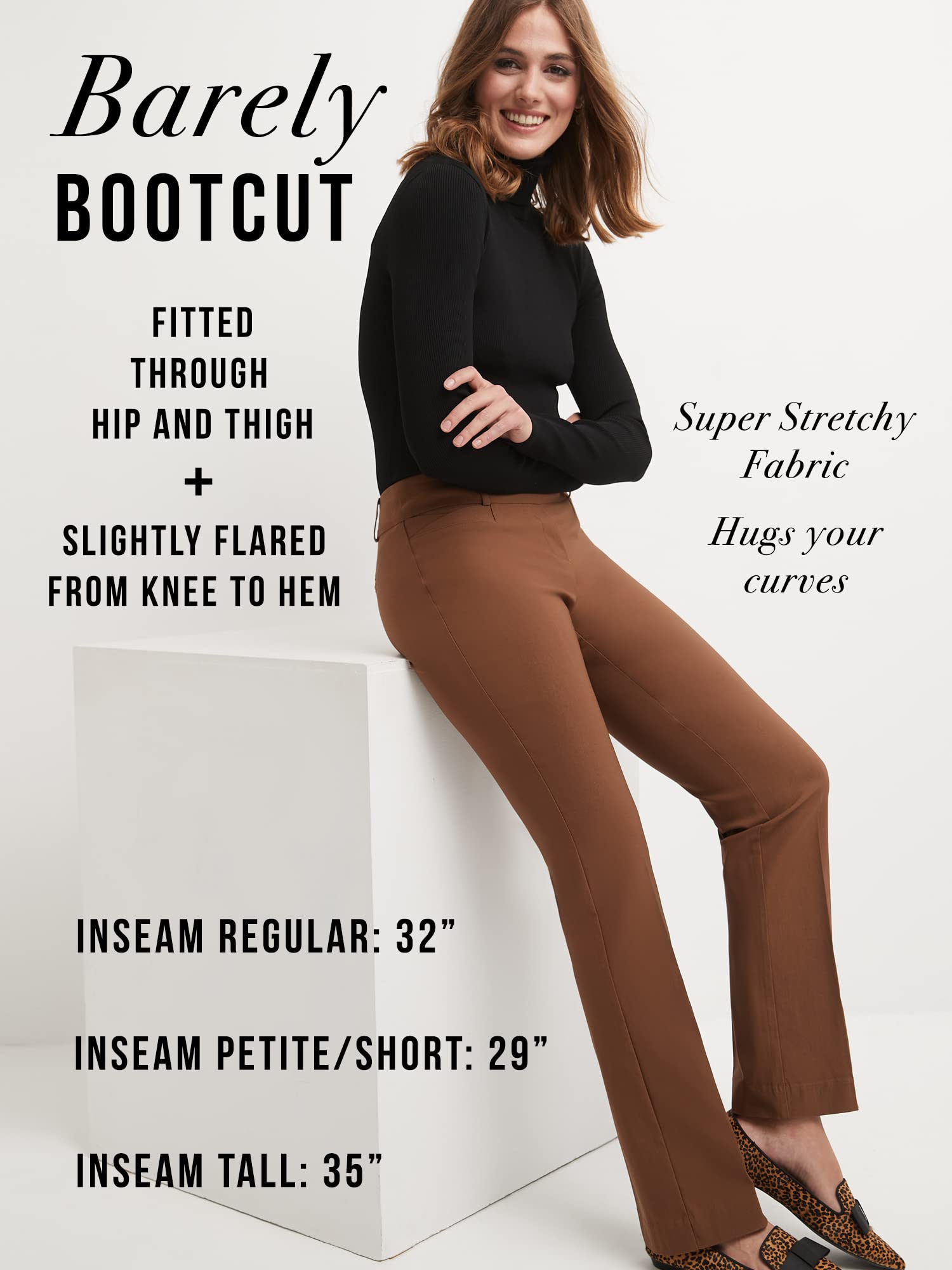 Rekucci Womens Ease into Comfort Fit Barely Bootcut Business Casual Stretch Pants in Regular/Tall/Petite fit (18, Brown Mix)