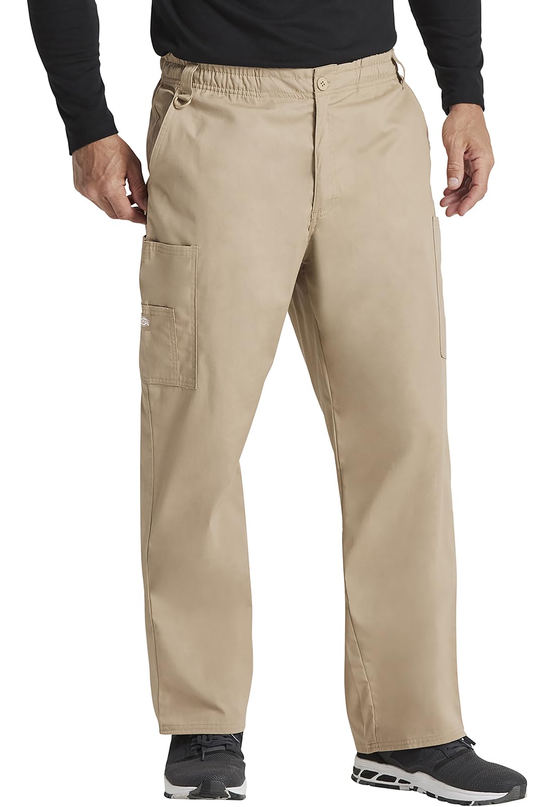 Dickies Men's Signature Elastic Waist Scrubs Pant, Dark Khaki Large Tall