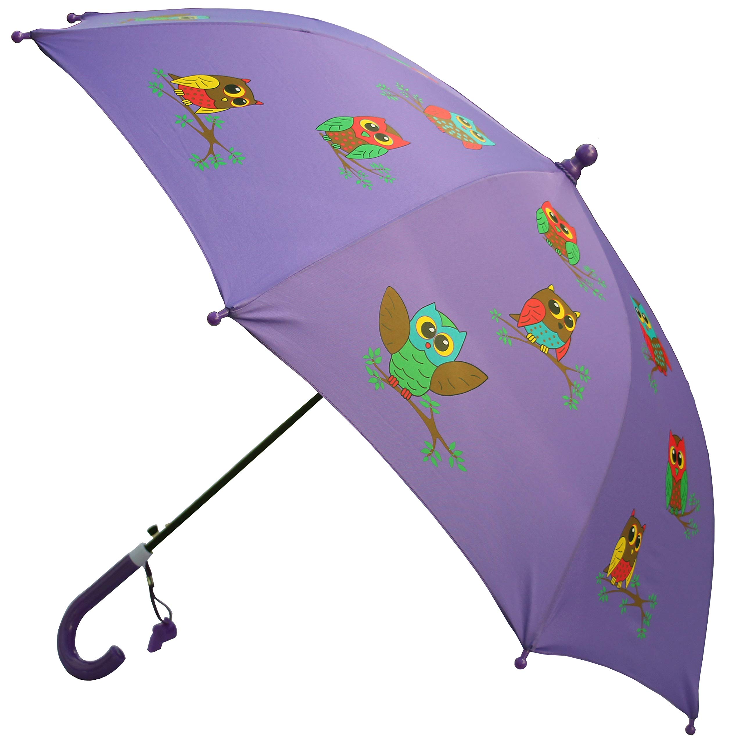 Foxfire for Kids Solid Pattern Umbrella Purple with Colorful Owls