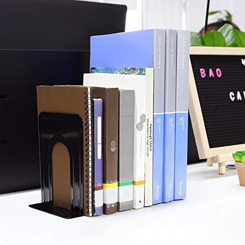 Jekkis 20pcs Bookends Metal Book End 6.6"x 5.7"x 5" Black Heavy Duty Bookends for Shelves Nonskid Bookend Supports Plain Large Bookends, Library Office Home, 10 Pair