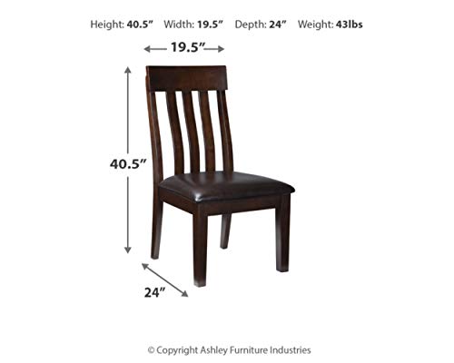 Signature Design by Ashley Haddigan Faux Leather Cushioned Rake Back Dining Chair, 2 Count, Dark Brown